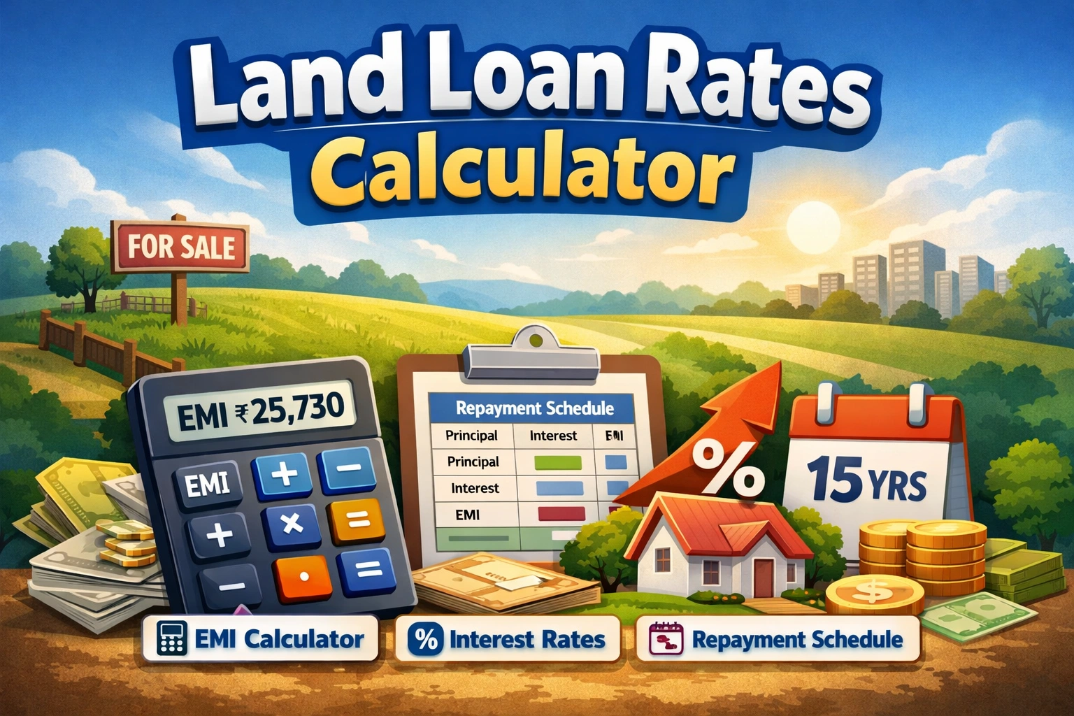 Land Loan Rates Calculator – Plot Loan EMI, Interest & Tenure Calculator